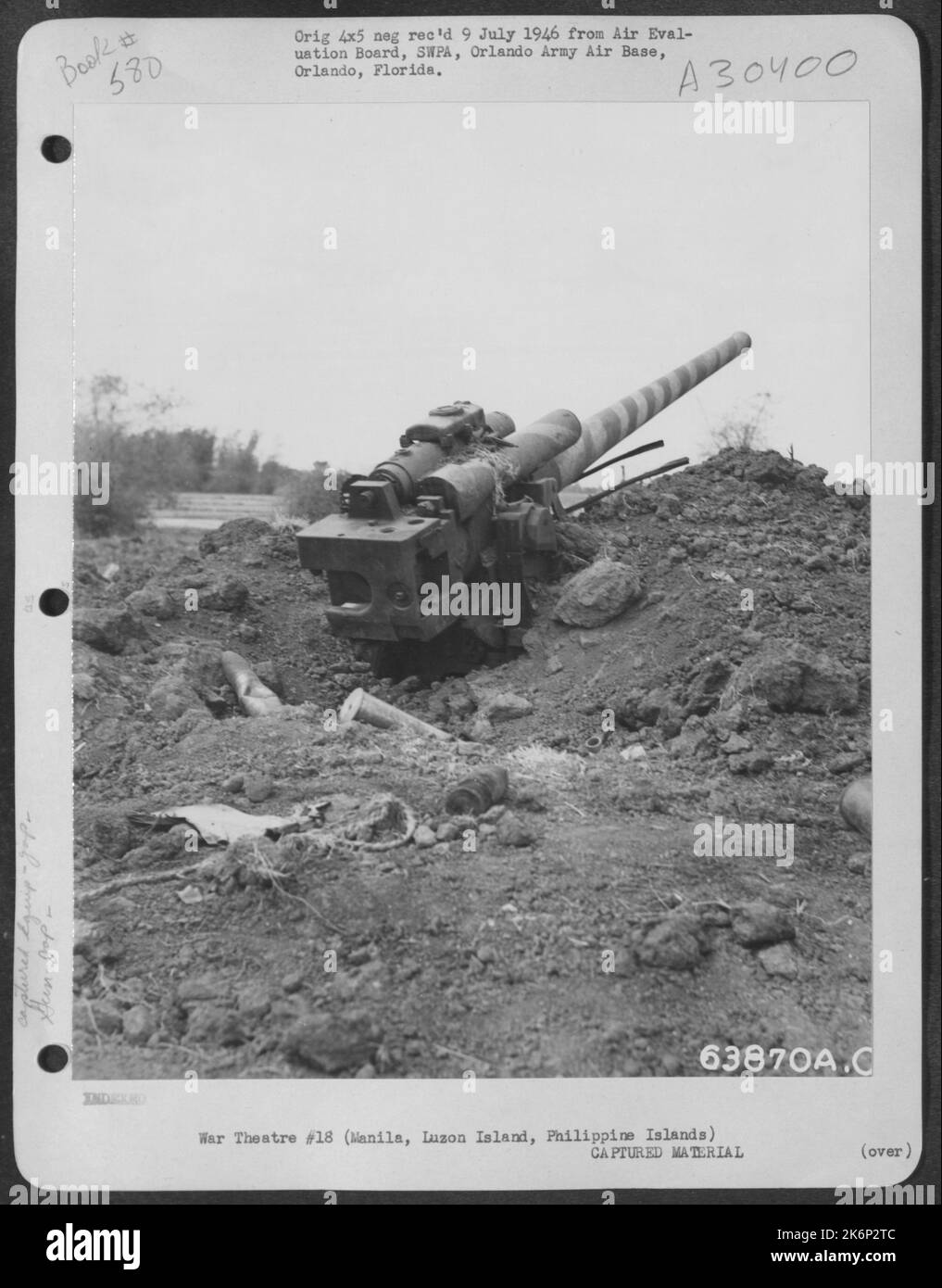 One of the guns (orginally dug in) of the Japanese batteries that ...
