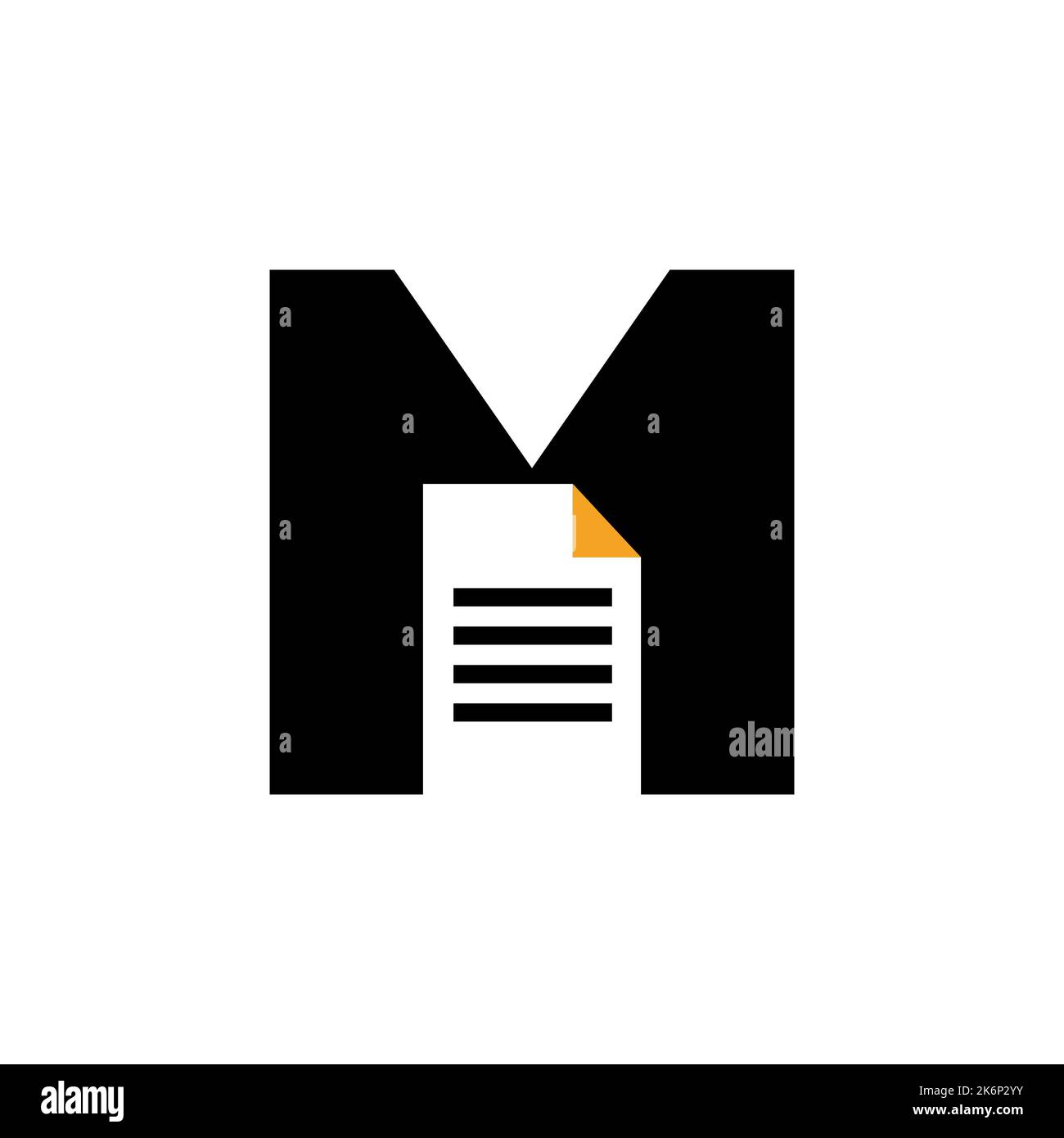Letter M Paper Document Logo Vector Template Simple Concept Stock ...