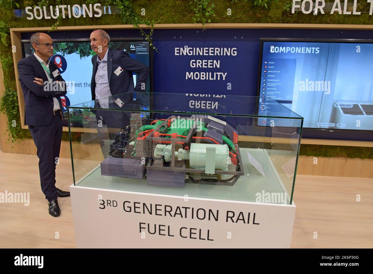 Hydrogen fuel cell system on display at the Alstom train manufacturers ...