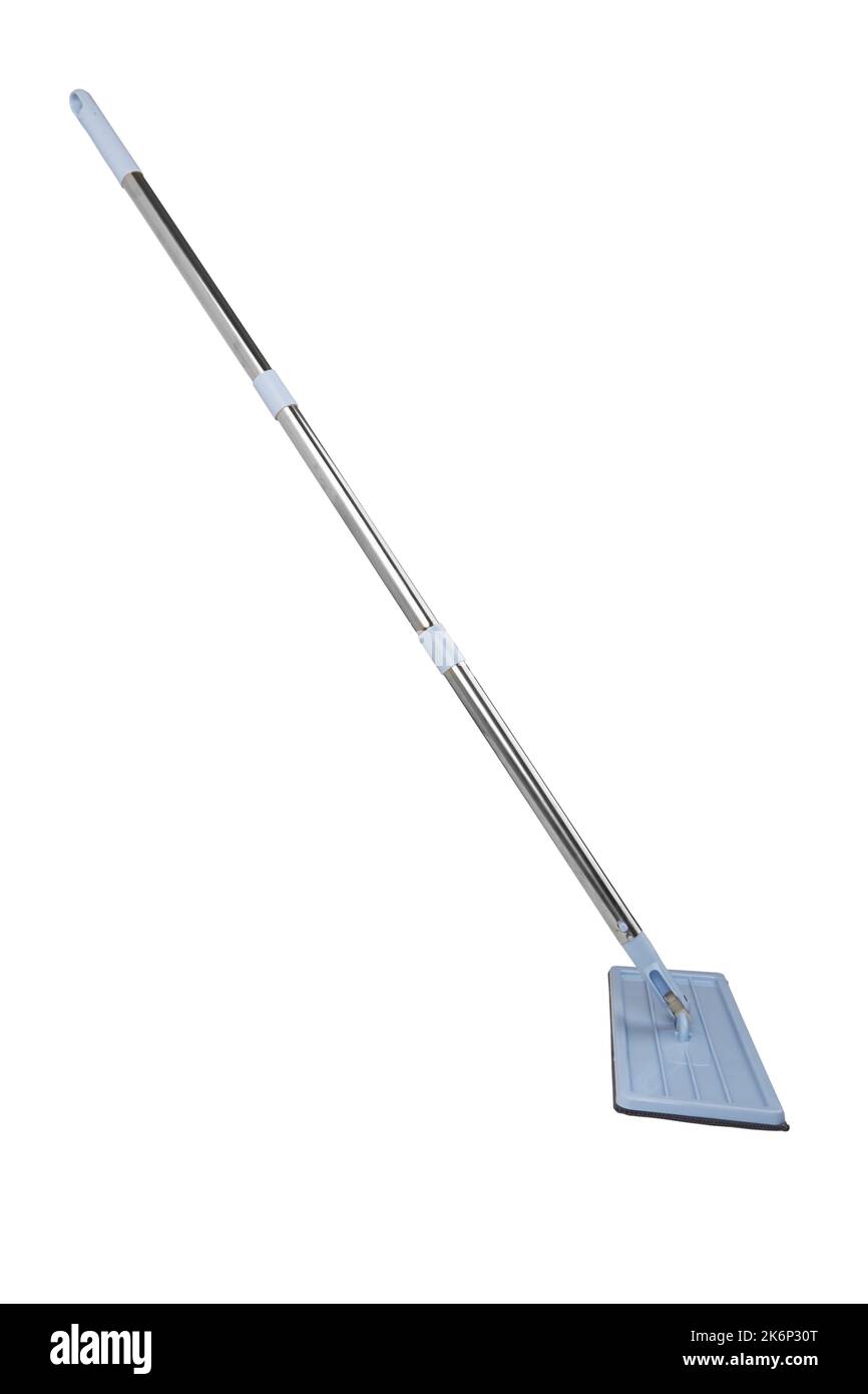 Blue plastic mop isolated on white background Stock Photo - Alamy