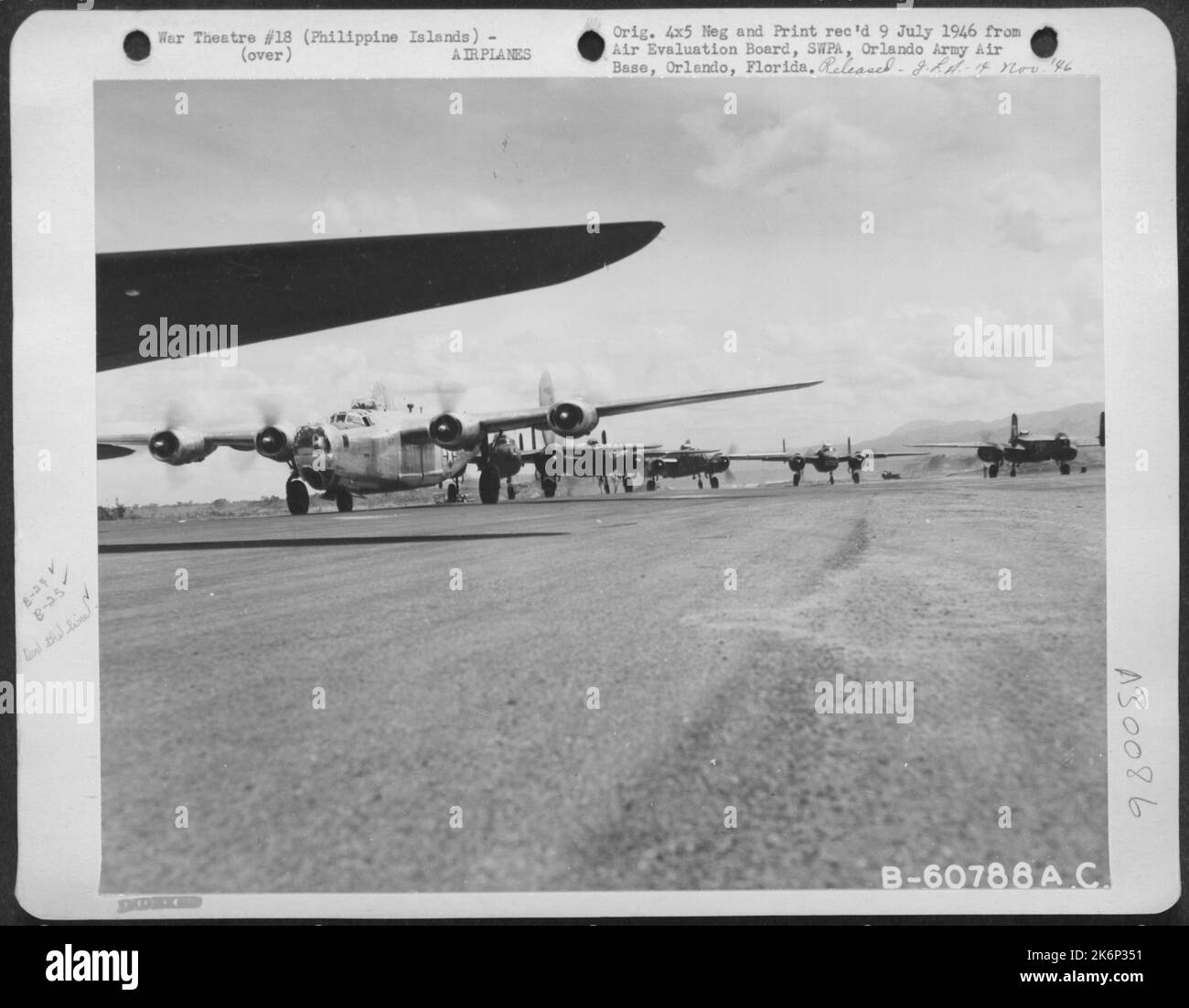B-24 "Liberators" And B-25 "Mitchells" Prior To Take-Off From Clark ...