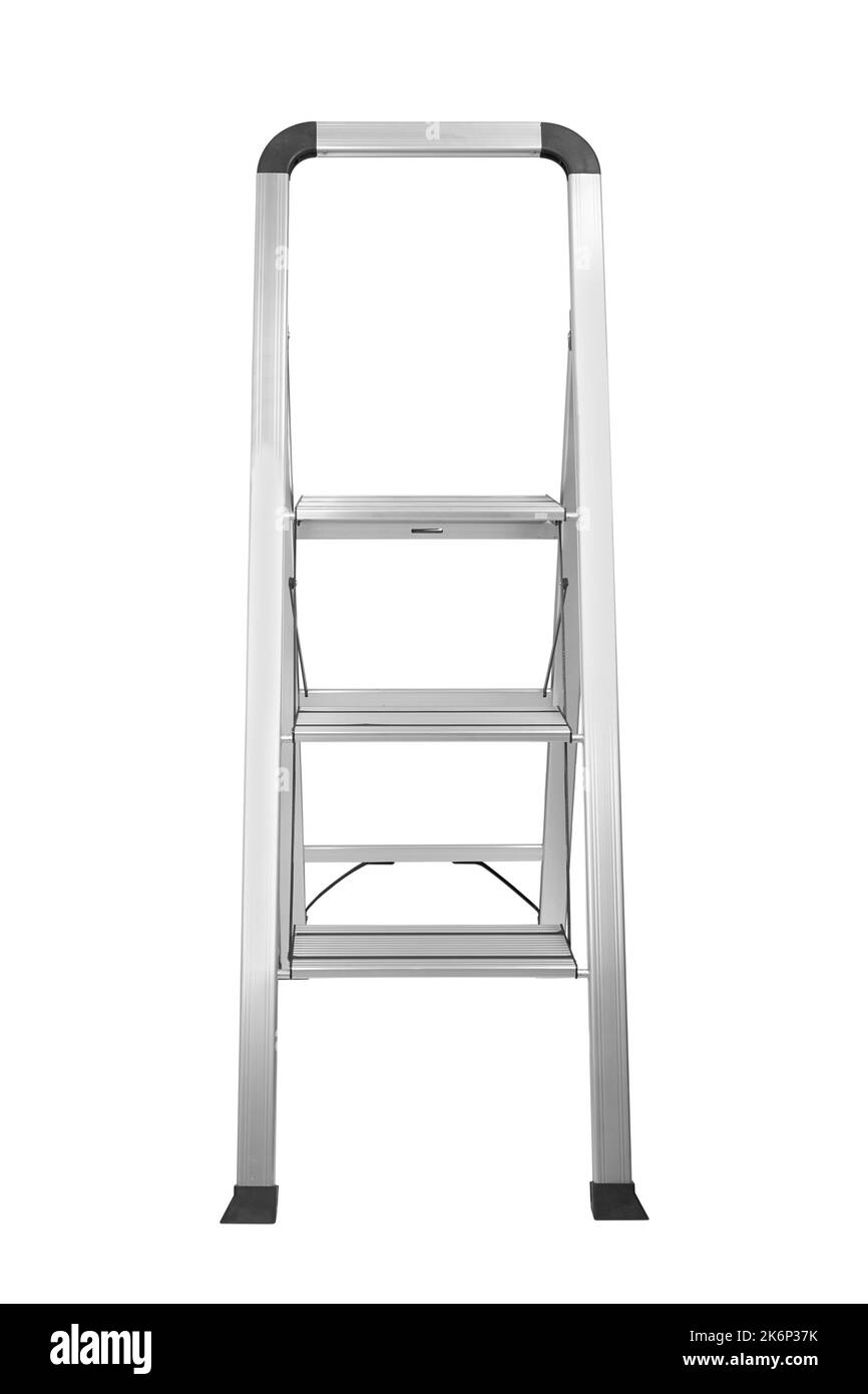 Metal folding ladder isolated on a white background Stock Photo - Alamy