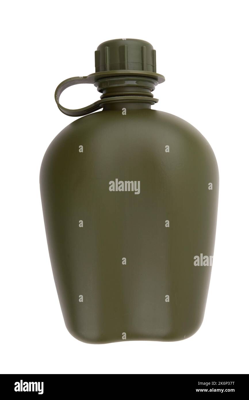 Military flask for water isolated on a white background Stock Photo - Alamy