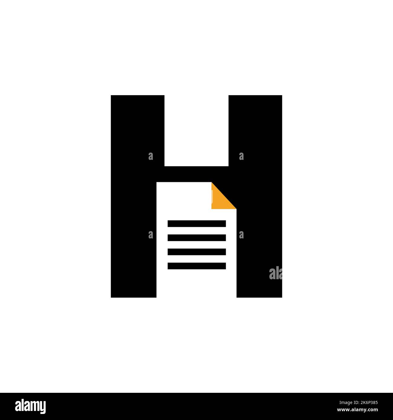 Letter H Paper Document Logo Vector Template Simple Concept Stock ...