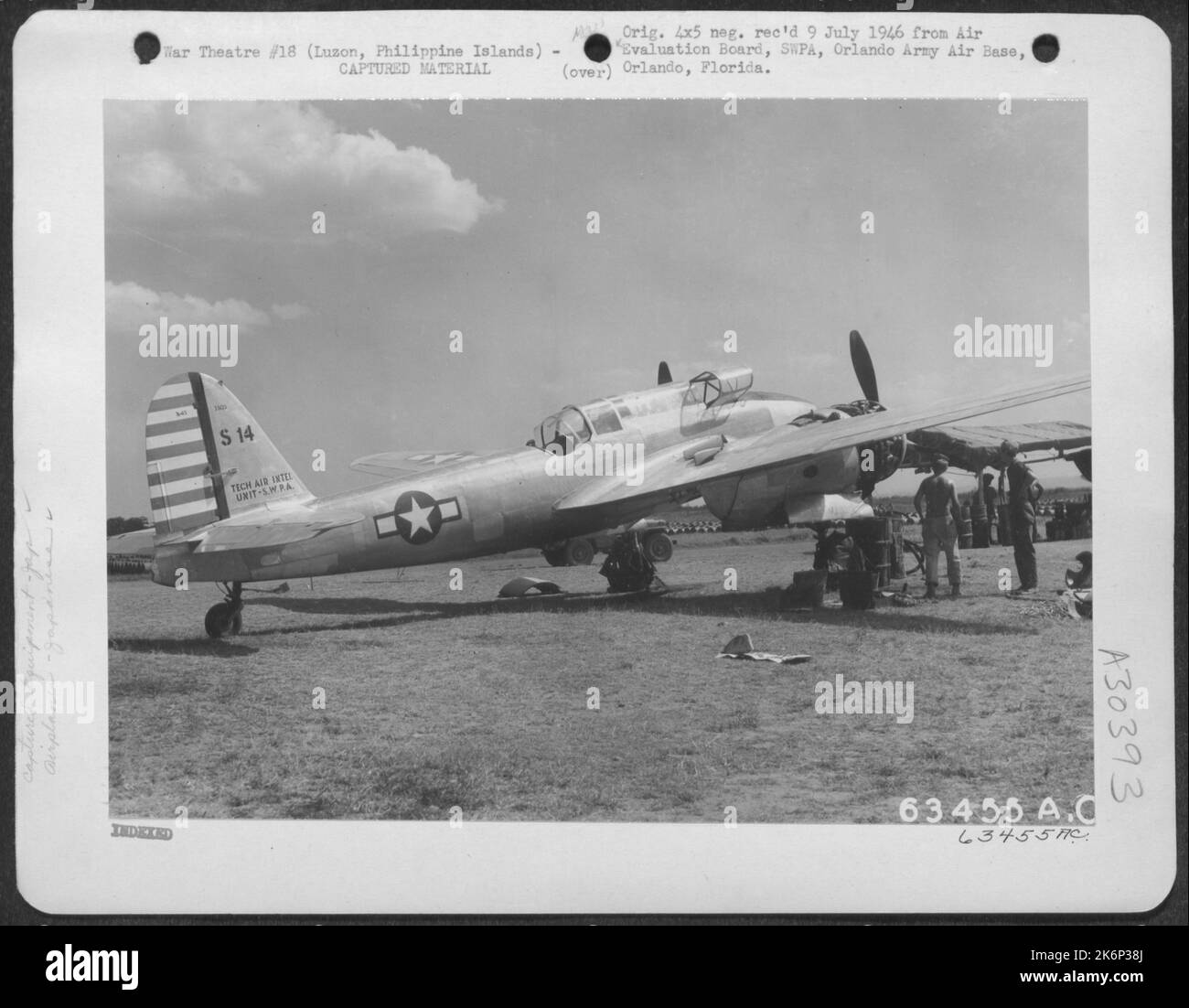 Japanese "Nick" captured by our forces, shown at Clark Field as it was ...