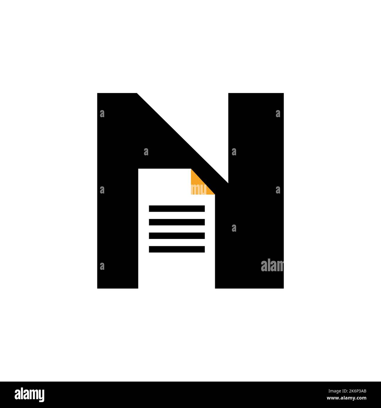 Letter N Paper Document Logo Vector Template Simple Concept Stock ...