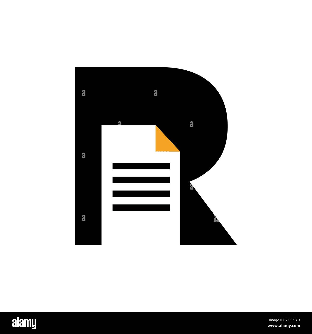 Letter R Paper Document Logo Vector Template Simple Concept Stock ...