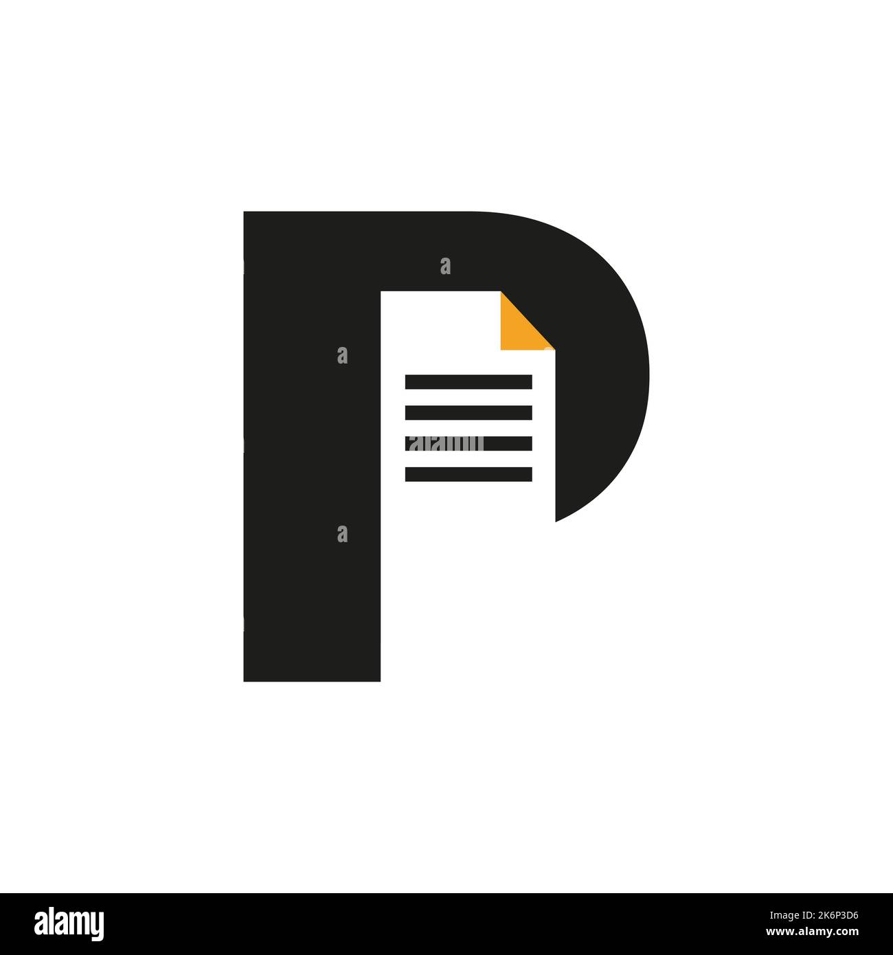 Letter P Paper Document Logo Vector Template Simple Concept Stock ...