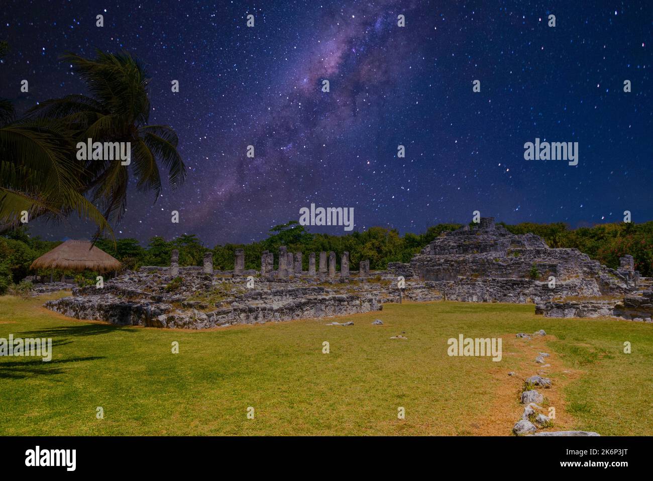 Ancient ruins of Maya in El Rey Archaeological Zone near Cancun ...
