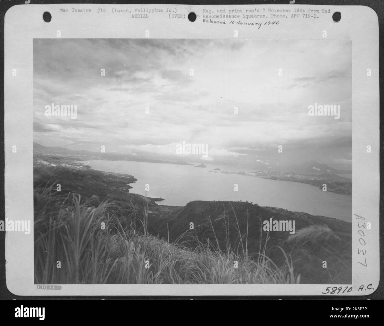 Aerial view of Teal Lake, Luzon Philippine Islands. 16 September 1945 ...