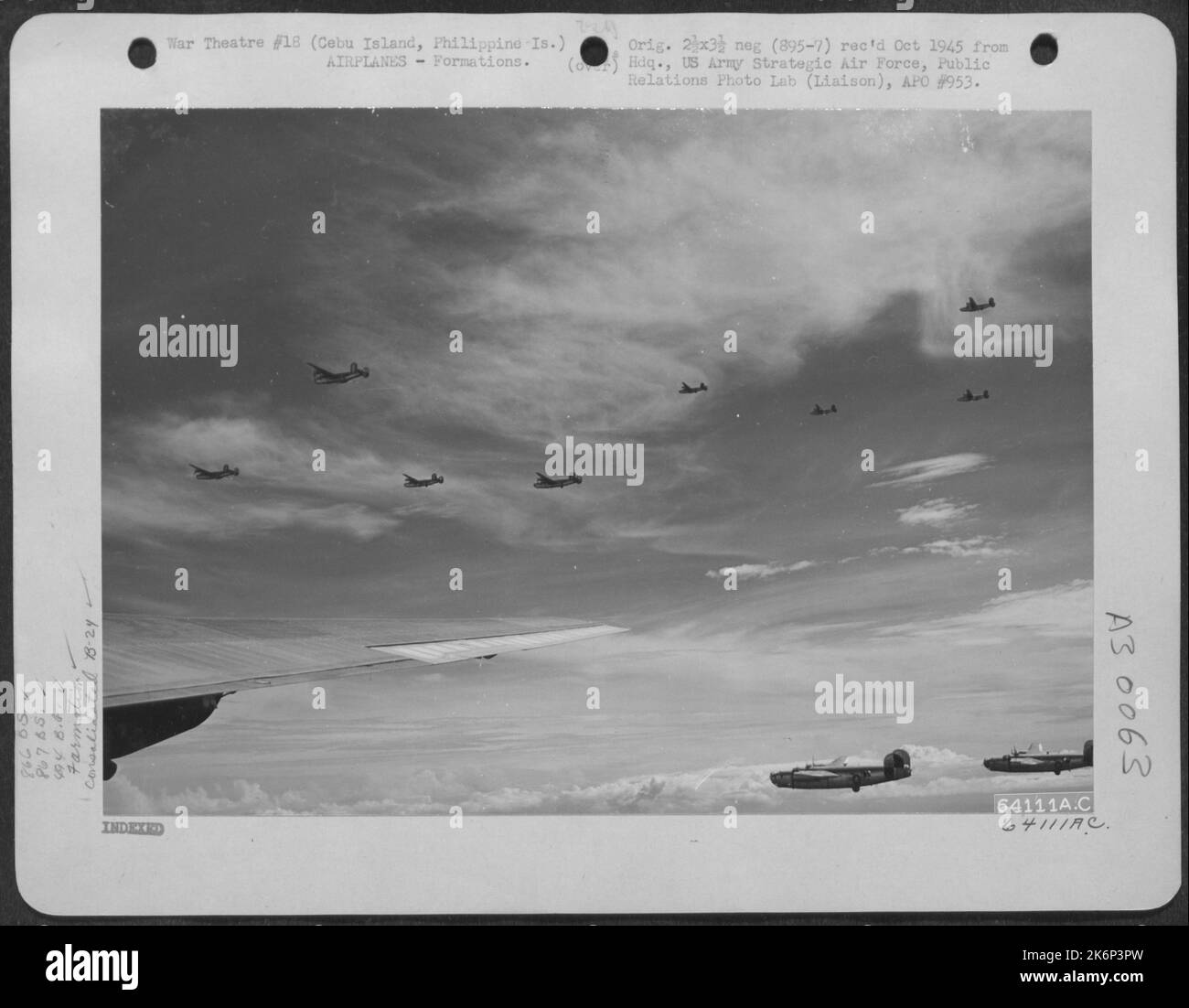 A formation of Consolidated B-24 "Liberators" of the 866th and 867th ...