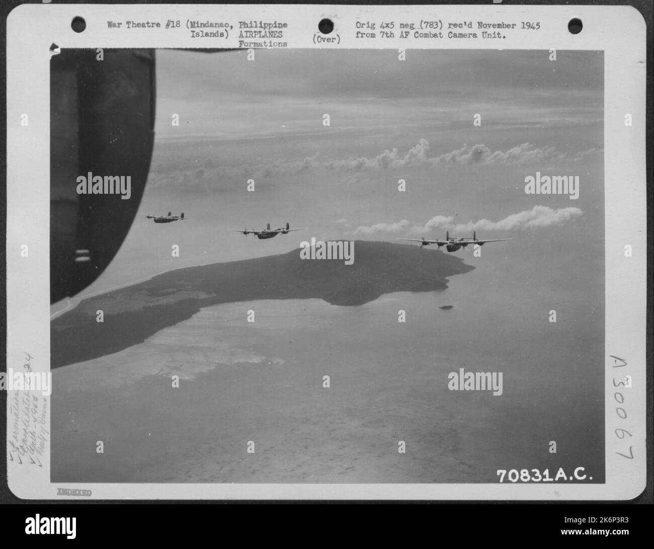 Consolidated B-24 "Liberators" of the 494th Bomb Group, fly high over ...