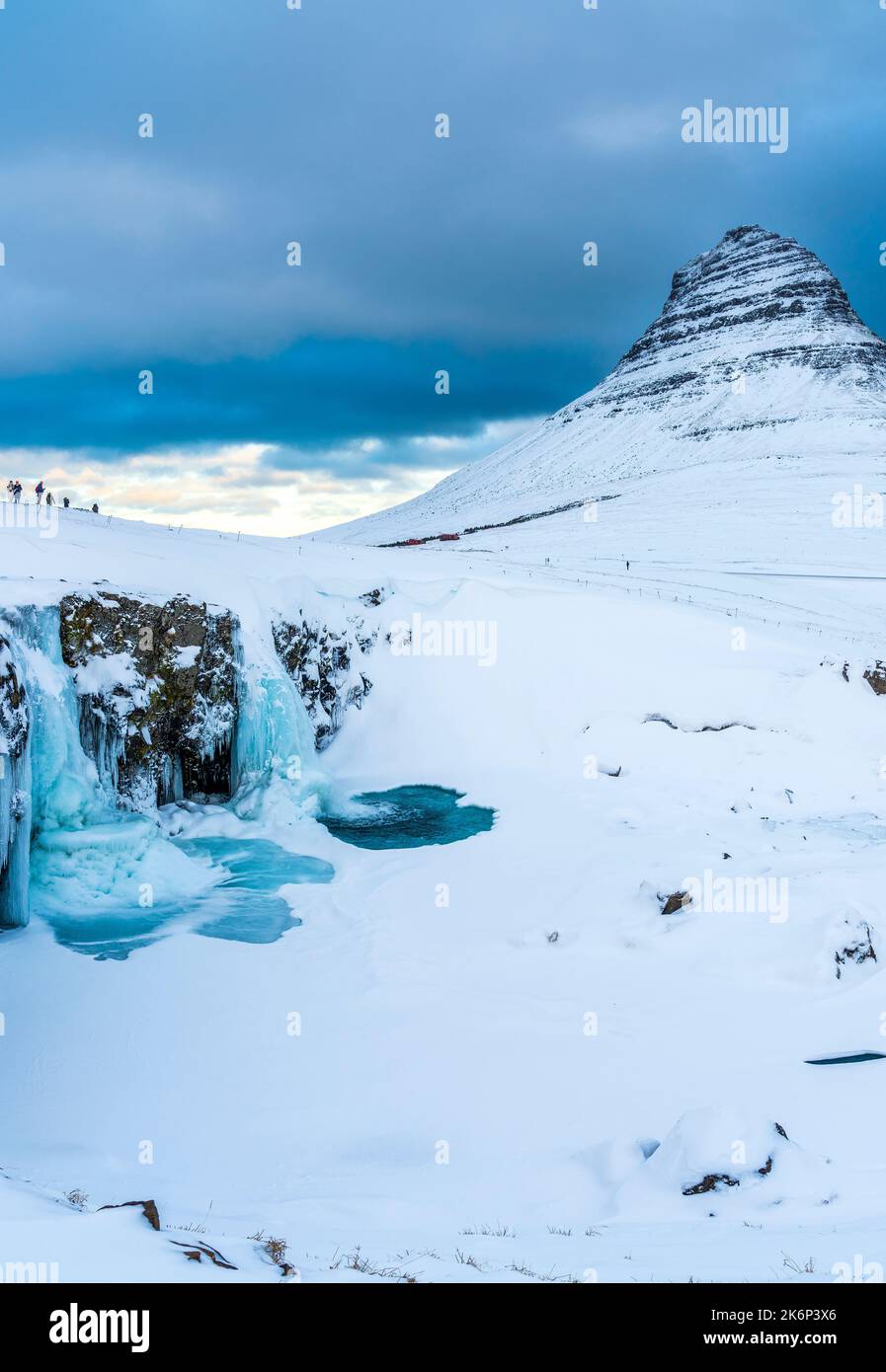 Kirkjufellsfoss, waterfall near the mountain of Kirkjufell ...