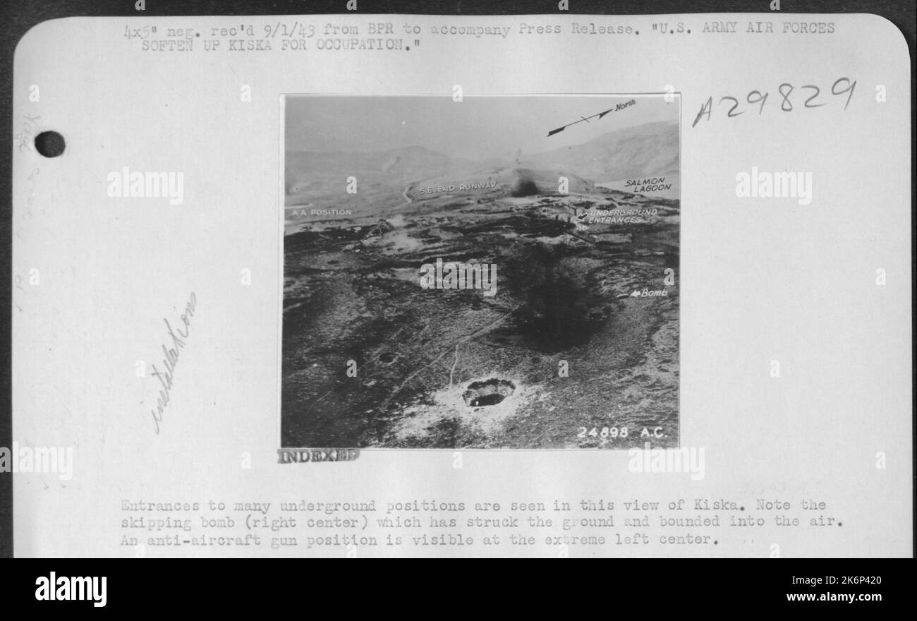 Entrances to many underground positions are seen in this view of Kiska ...