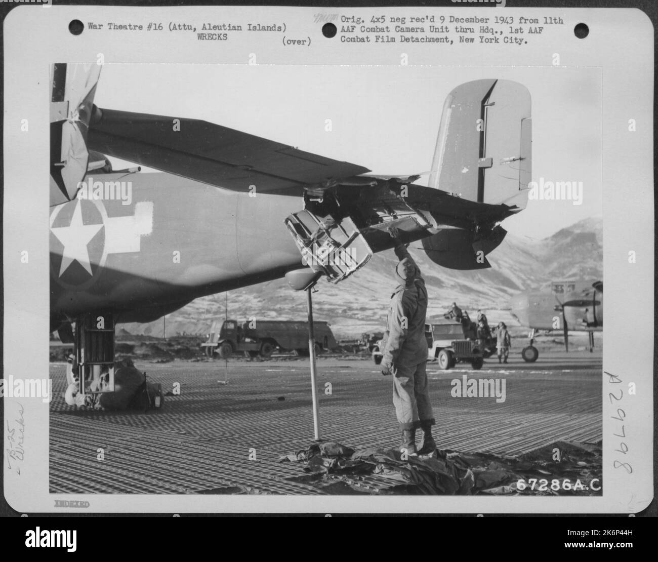 On 13 November 1943, a North American B-25 skidded while landing on the ...