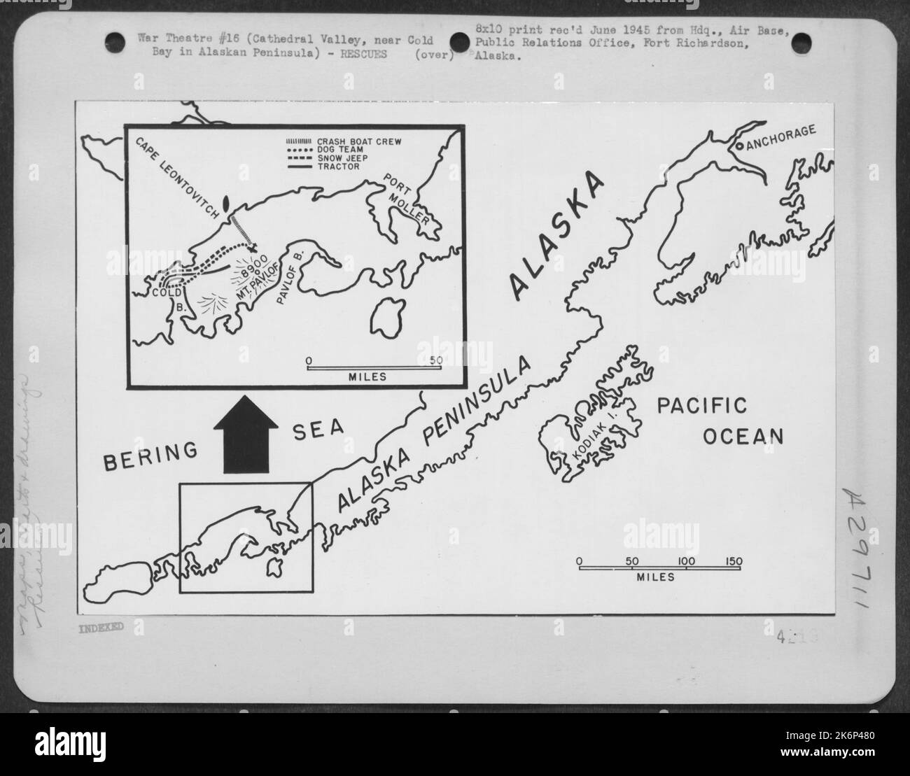 Map showing location of crash and route of rescue teams for one of the ...