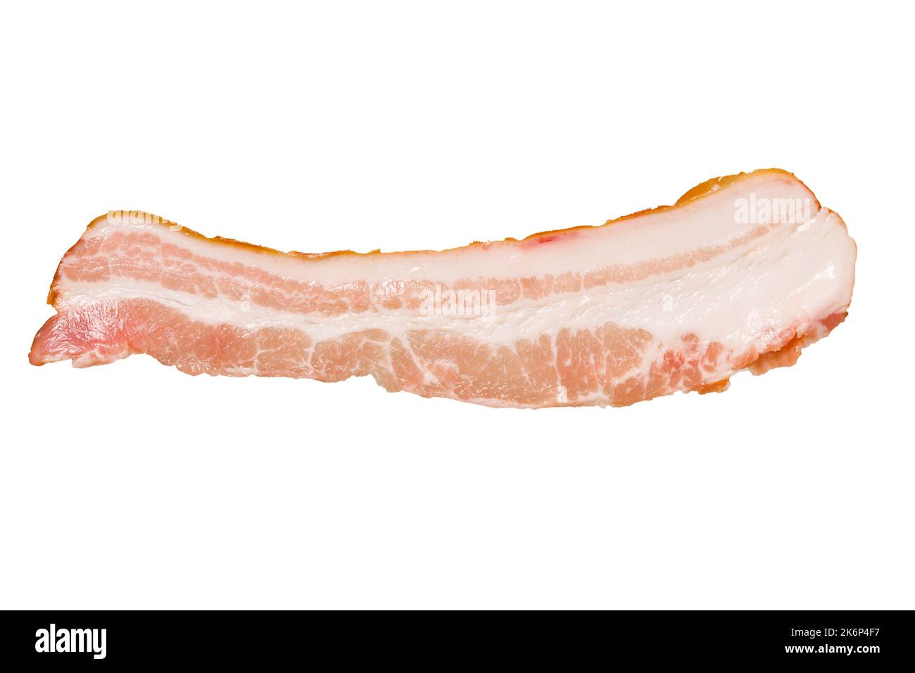 piece of raw smoked bacon isolated on white background Stock Photo - Alamy