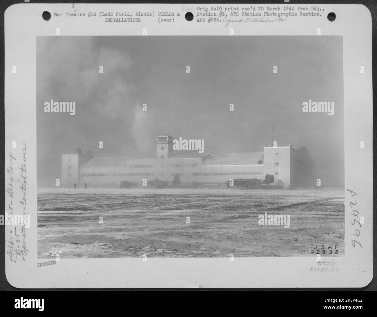 North American B-25s parked in front of the Operations Building at Ladd ...