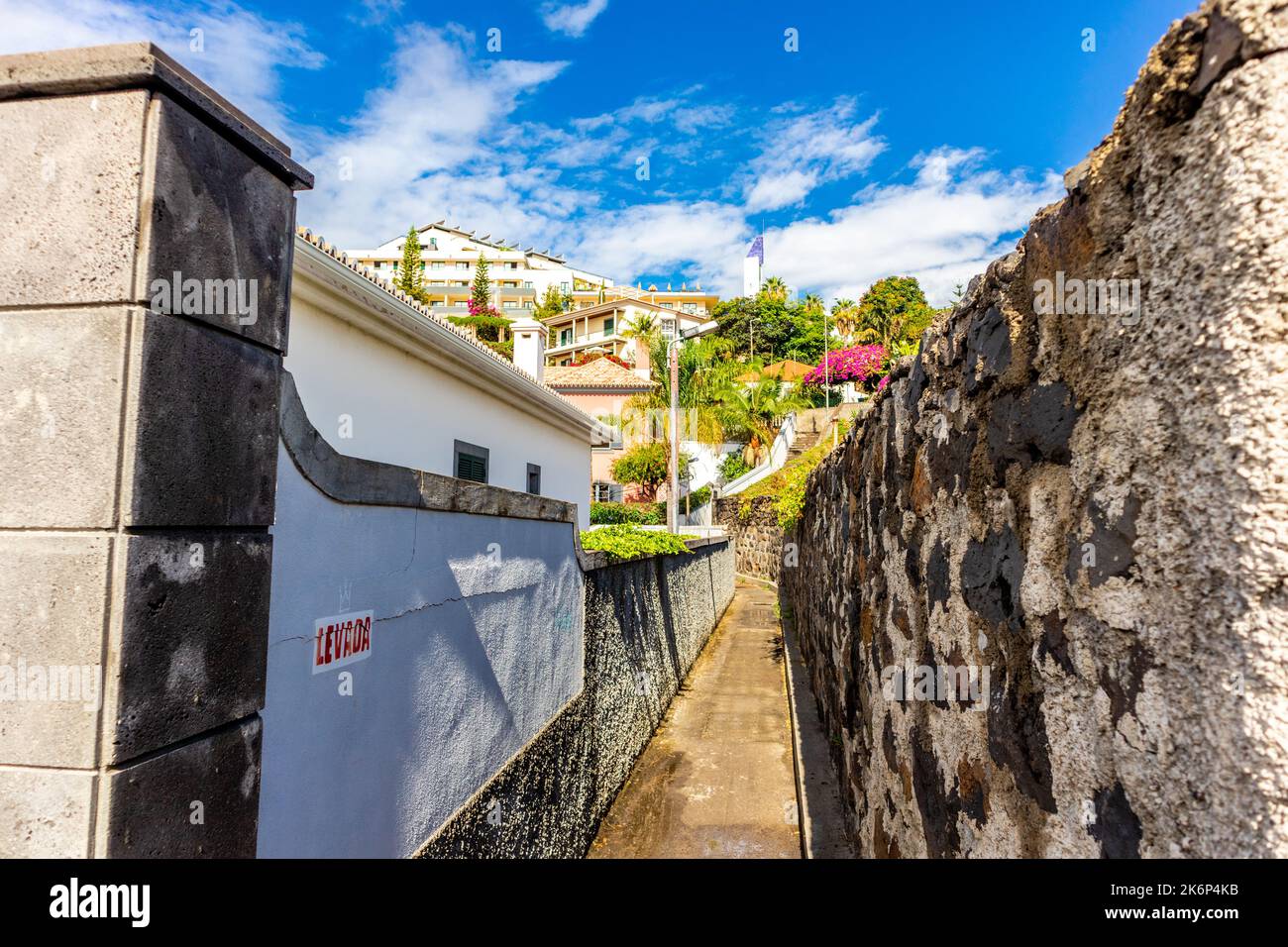 On the way on the city levadas of Funchal with a fantastic view on the ...
