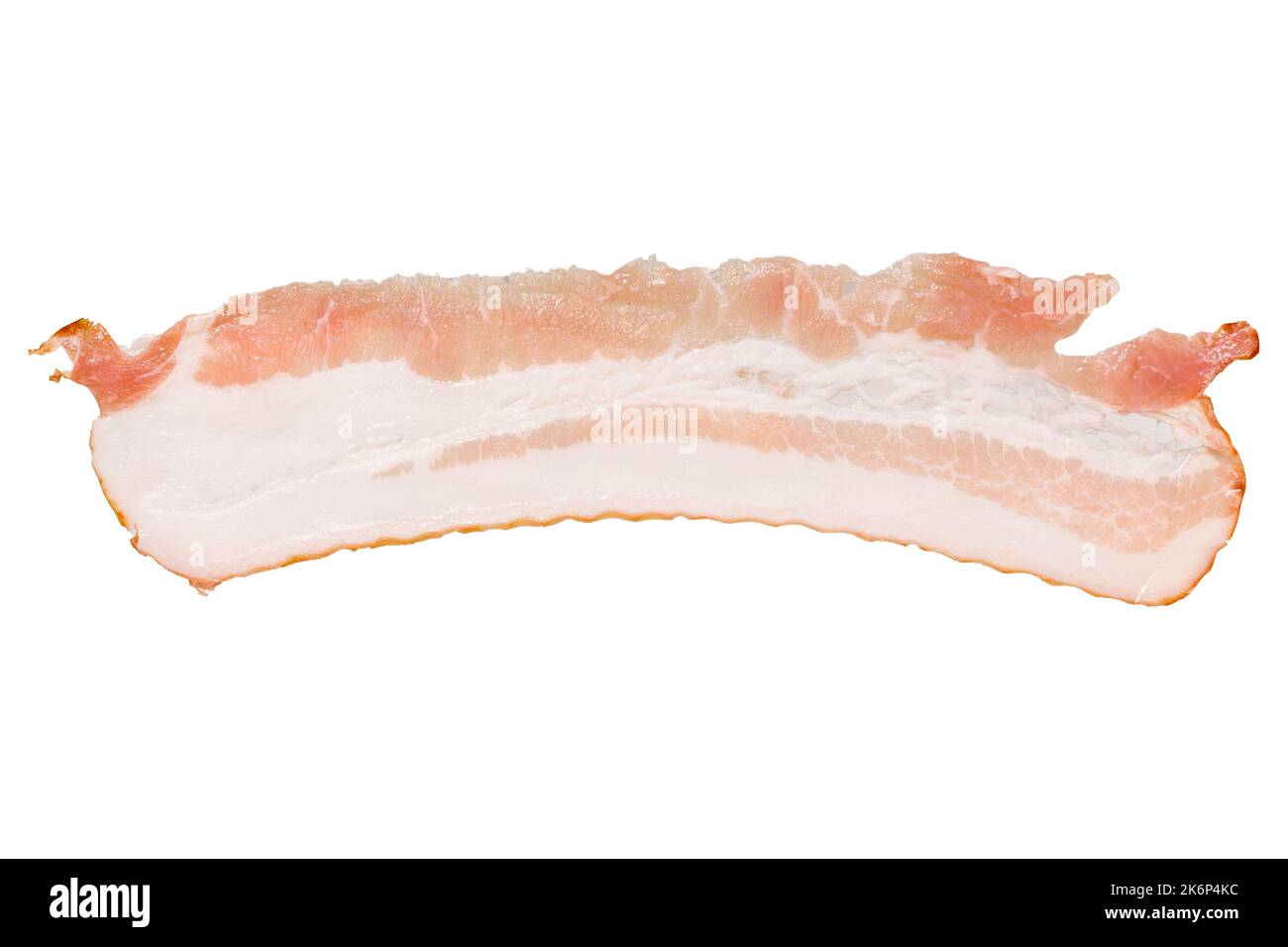 strip of raw smoked bacon isolated on white background Stock Photo - Alamy