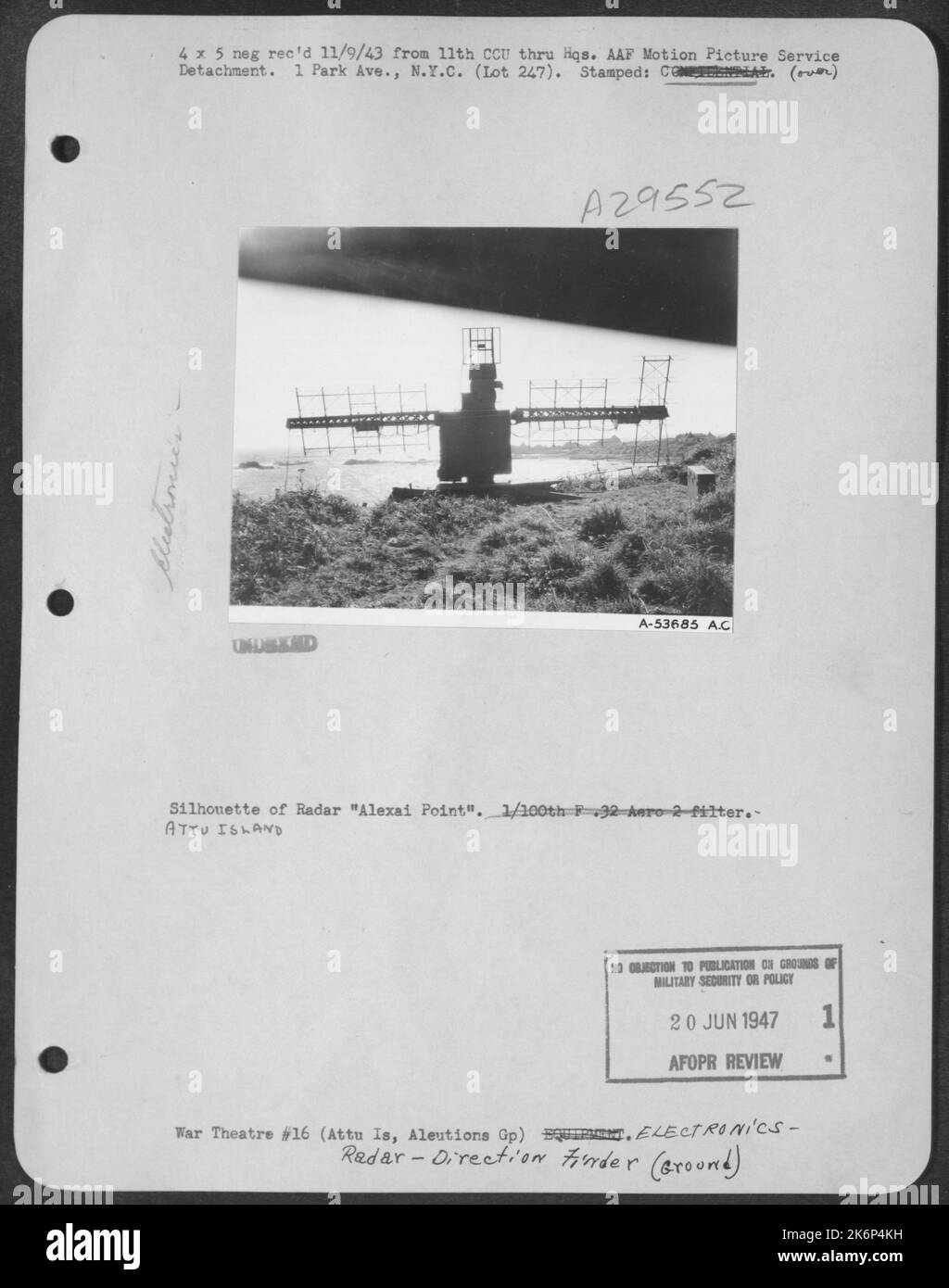 Silhouette of Radar "Alexai Point." ATTU ISLAND Stock Photo - Alamy