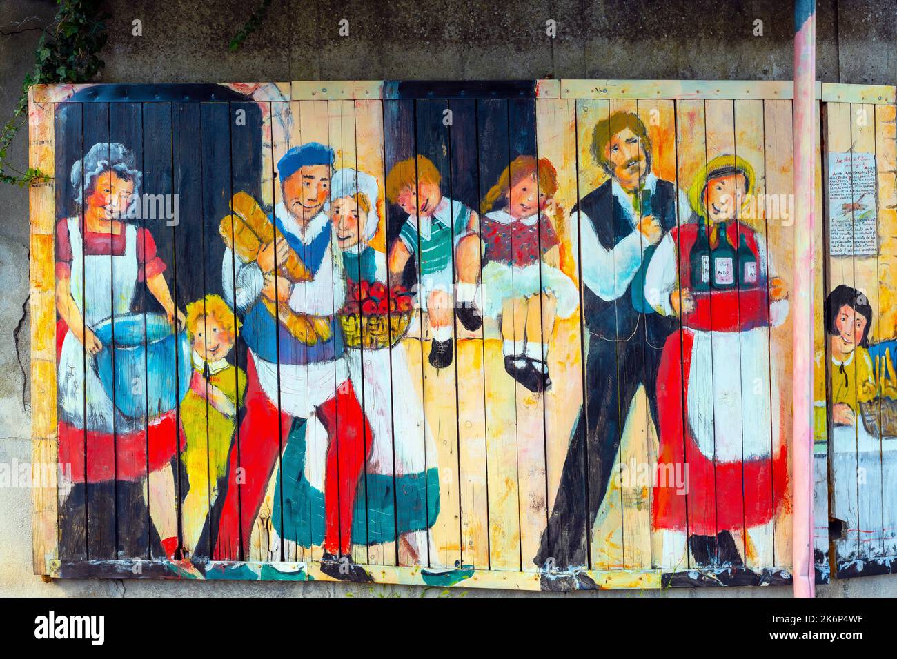 The long mural painted on wood depicting La Valle del Letimbro, by ...