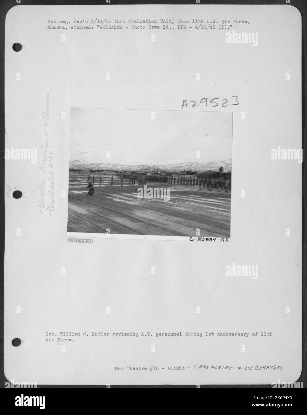 Gen. William O. Butler reviewing A.C. personnel during 1st Anniversary ...