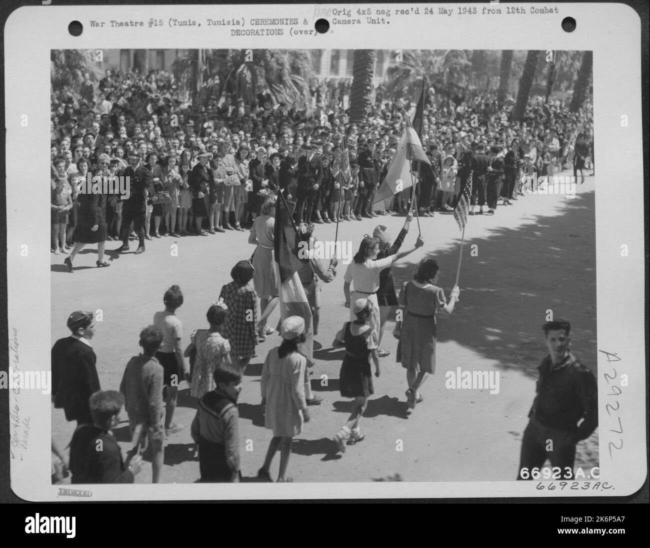 Children march in Victory Parade in Tunis, Tunisia, 12 May 1943 Stock ...