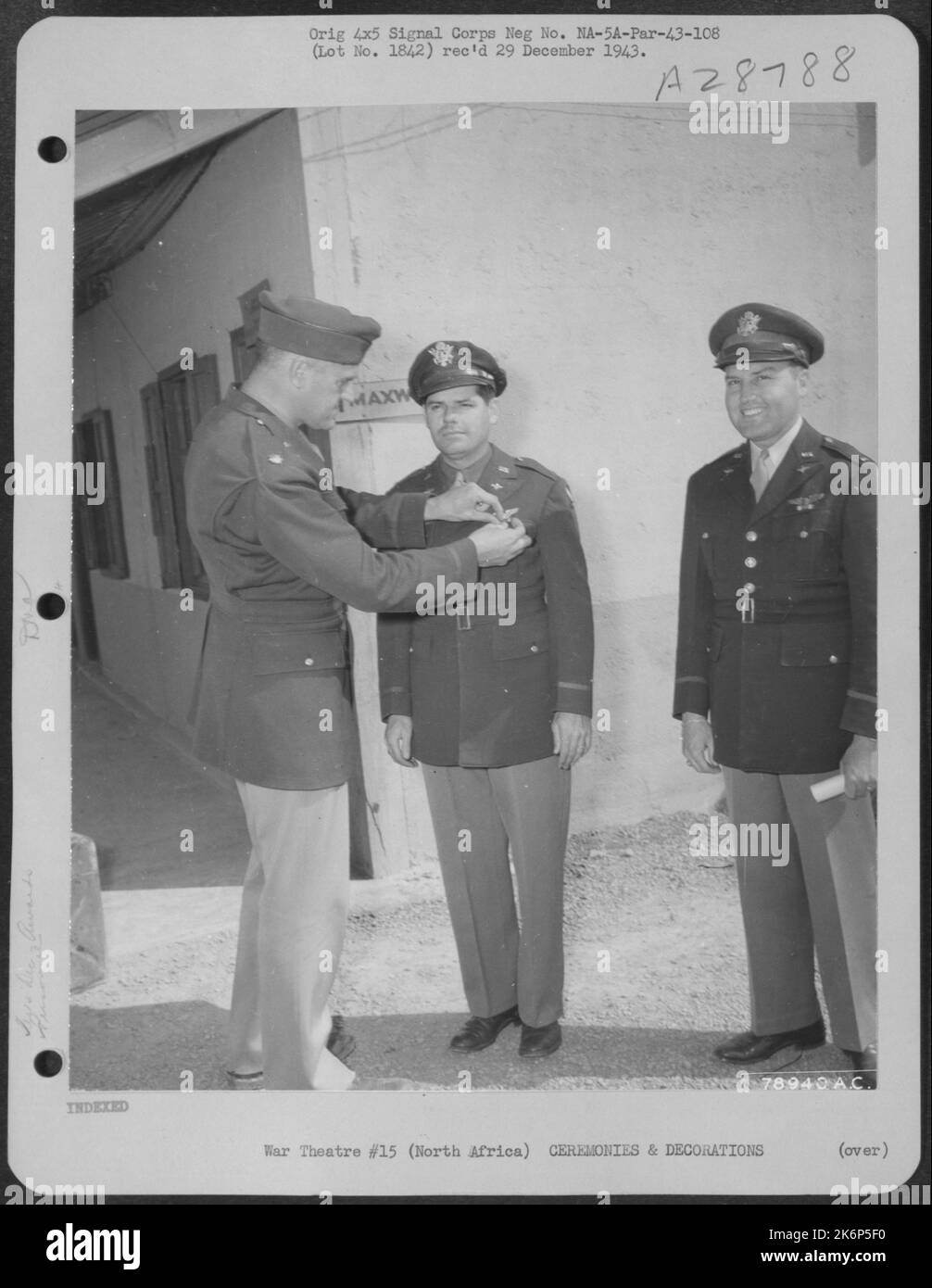 Lt. Colonel John Fordyce presents an award to 1st Lt. F.W. Holt during ...