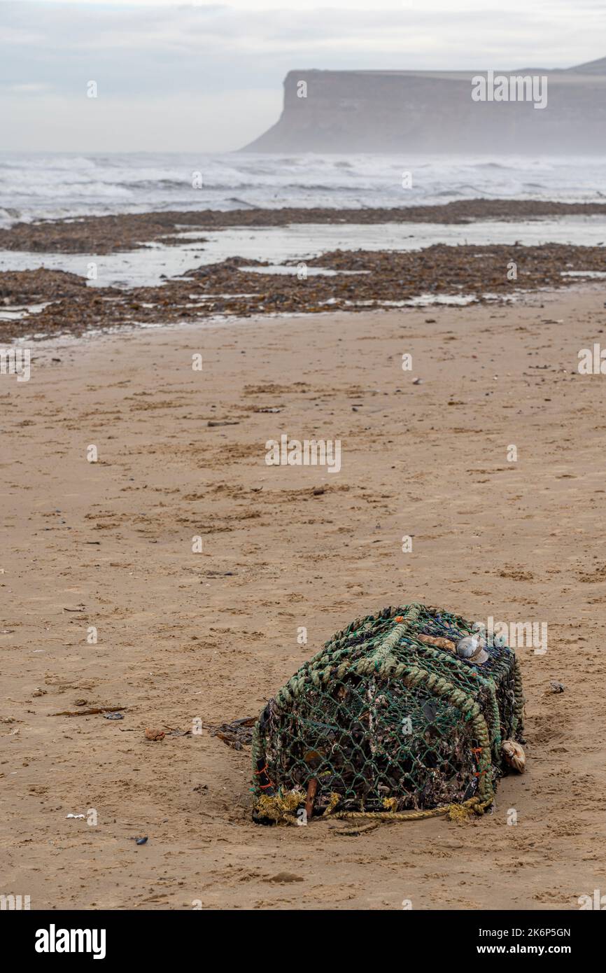lobster pot washed up on a beach at saltburn, north yorkshire, UK Stock ...
