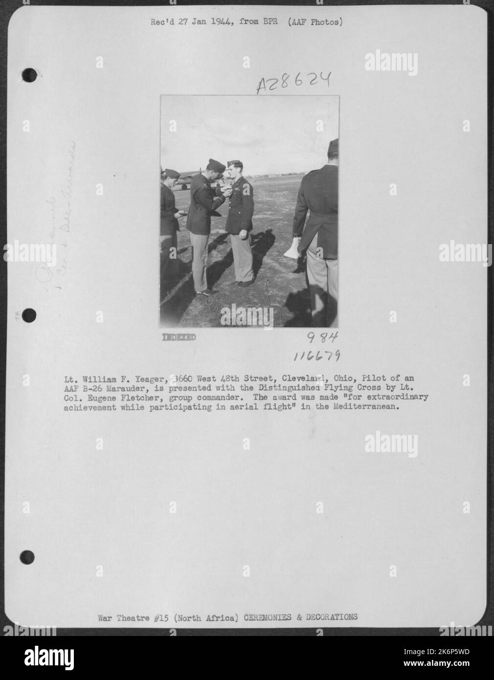 Lt. William F. Yeager, 3660 West 48th Street, Cleveland, Ohio, Pilot of ...