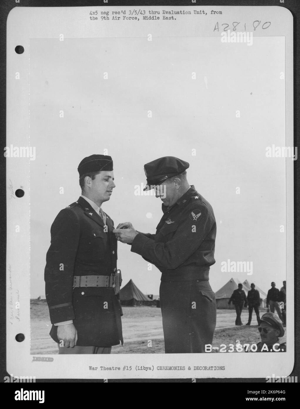 1st Lt. John H. Holmes, Des Moines, Iowa being awarded the Purple Heart ...