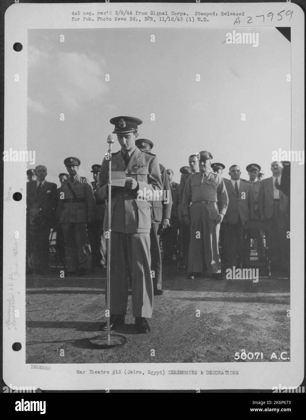 Cairo, Egypt-King Peter of Yugoslavia delivers the note of acceptance ...