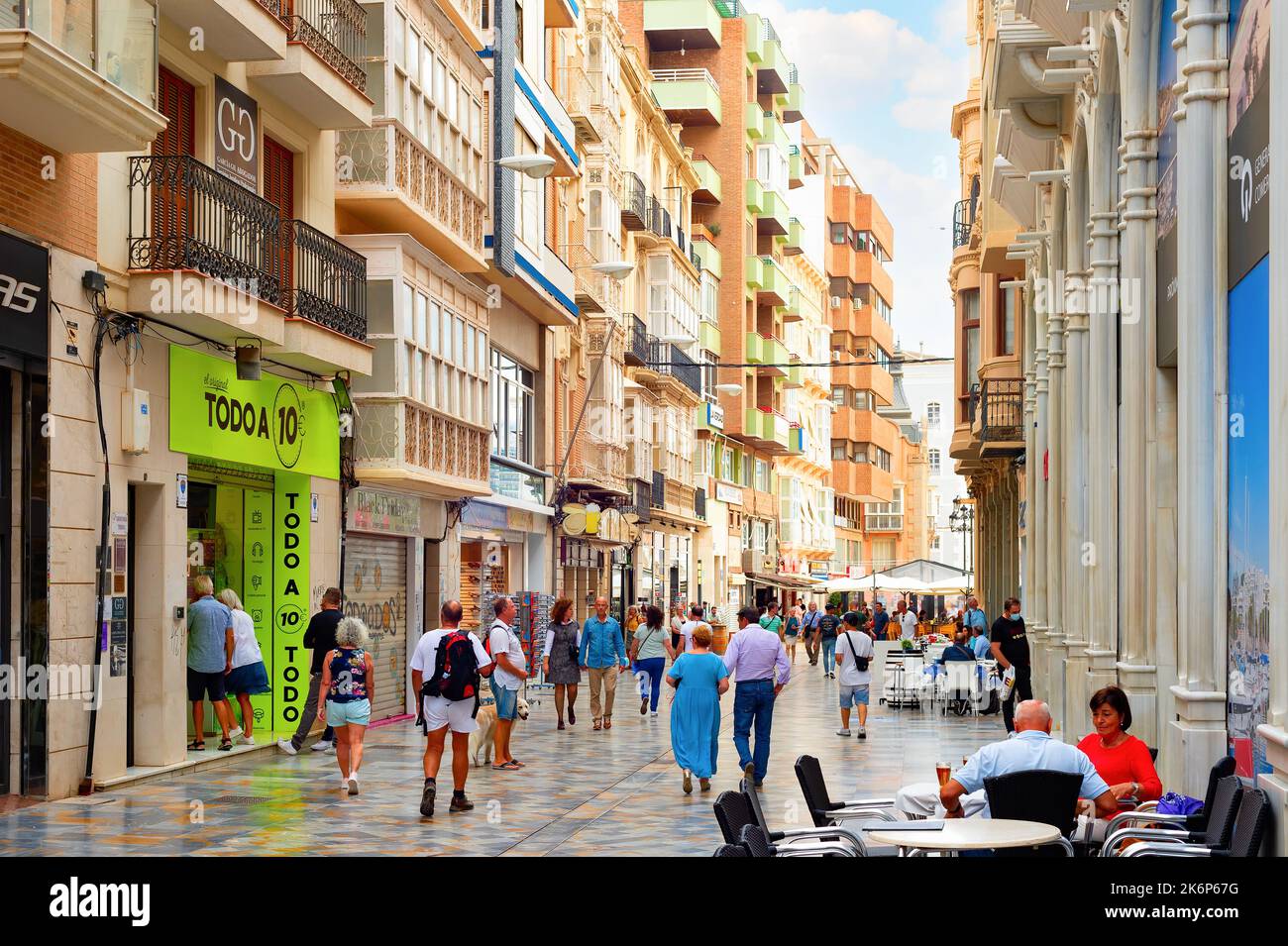 CARTAGENA, SPAIN - NOVEMBER 1, 2021: People at the central shopping ...