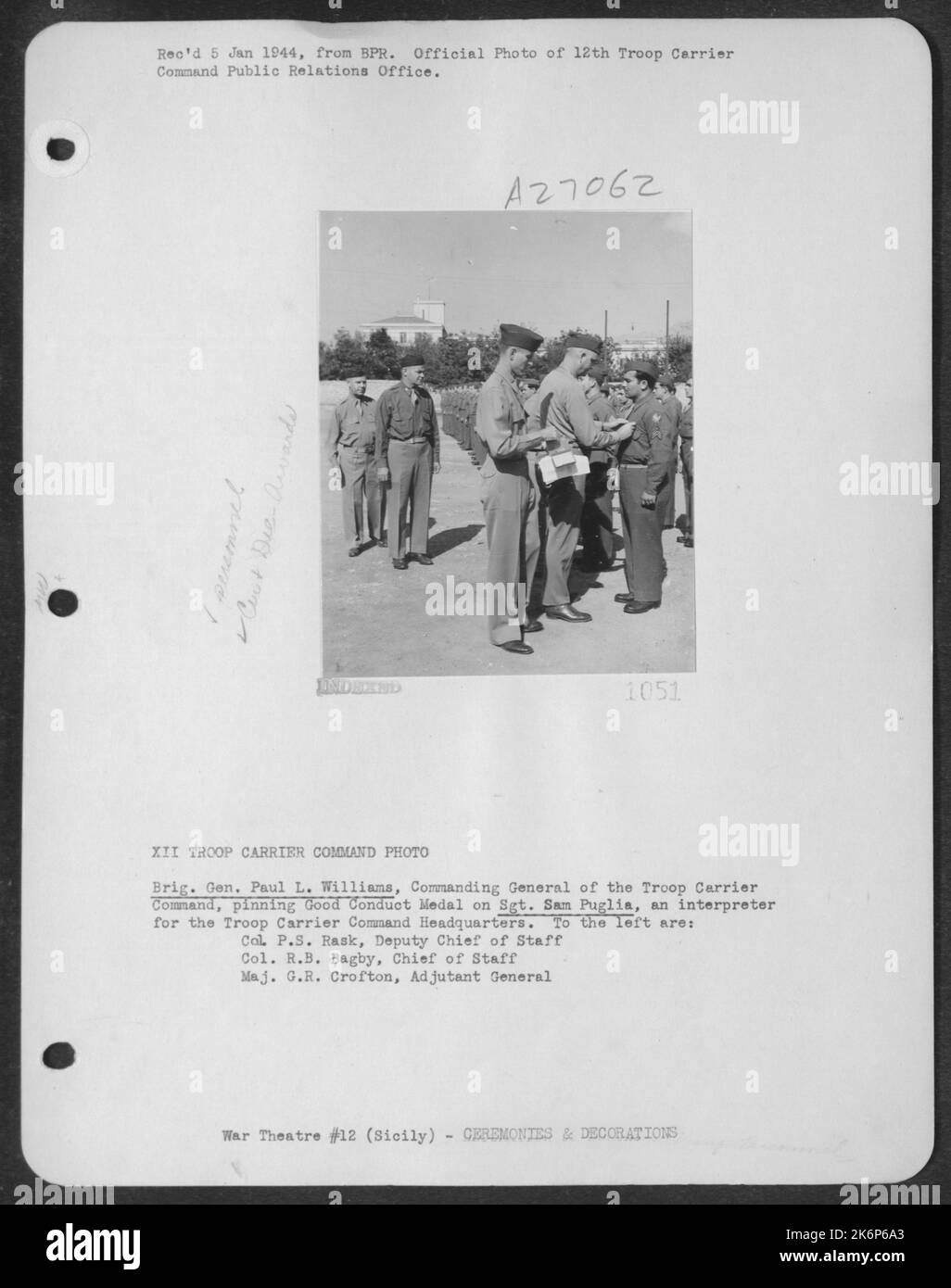 Brig. Gen. Paul L. Williams, Commanding General of the Troop Carrier ...