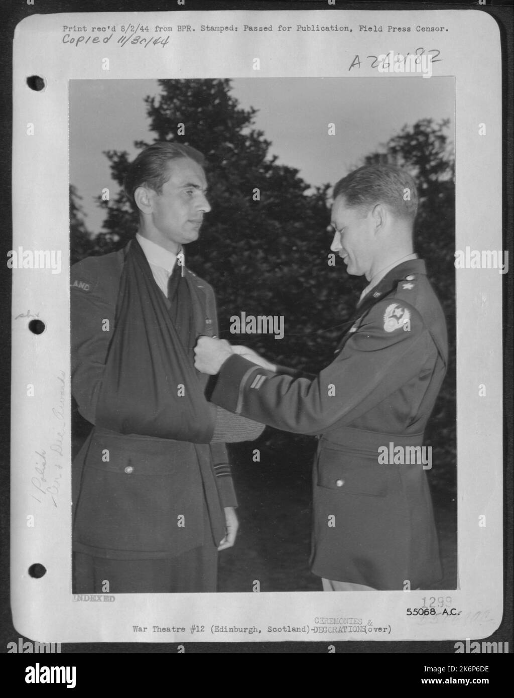 Capt. Marian Skubala, 28 year old Polish airman, receives the U.S. Army ...