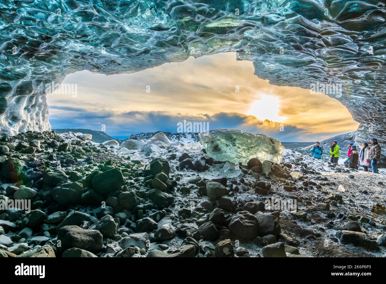 Ice cave in the Vatnajokull glacier, Skaftafell National Park, Jökulsárlón, Vatnajökull National ...