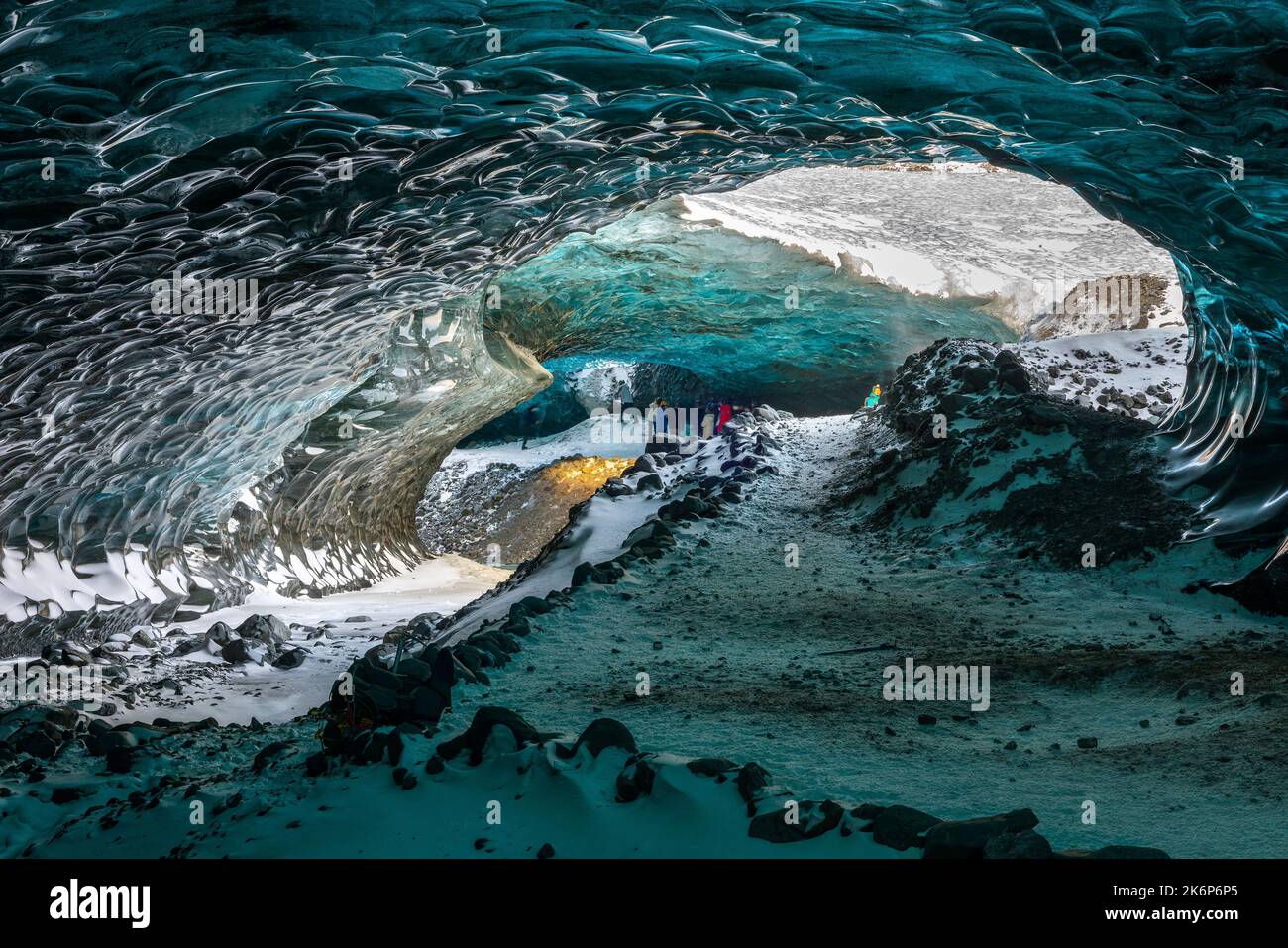 Ice cave in the Vatnajokull glacier, Skaftafell National Park ...