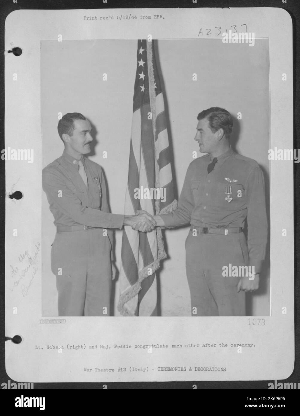 Lt. Gibson (Right) And Major Peddie Congratulate Each Other After The ...