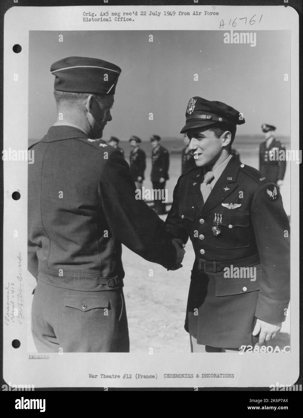 Lt. Mccollif Of The 410Th Bomb Group Is Congratulated By Major Gen ...