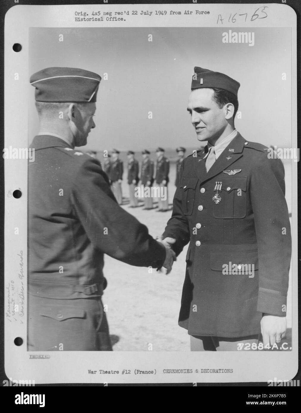 Lt Landon Of The 410Th Bomb Group Is Congratulated By Major General ...