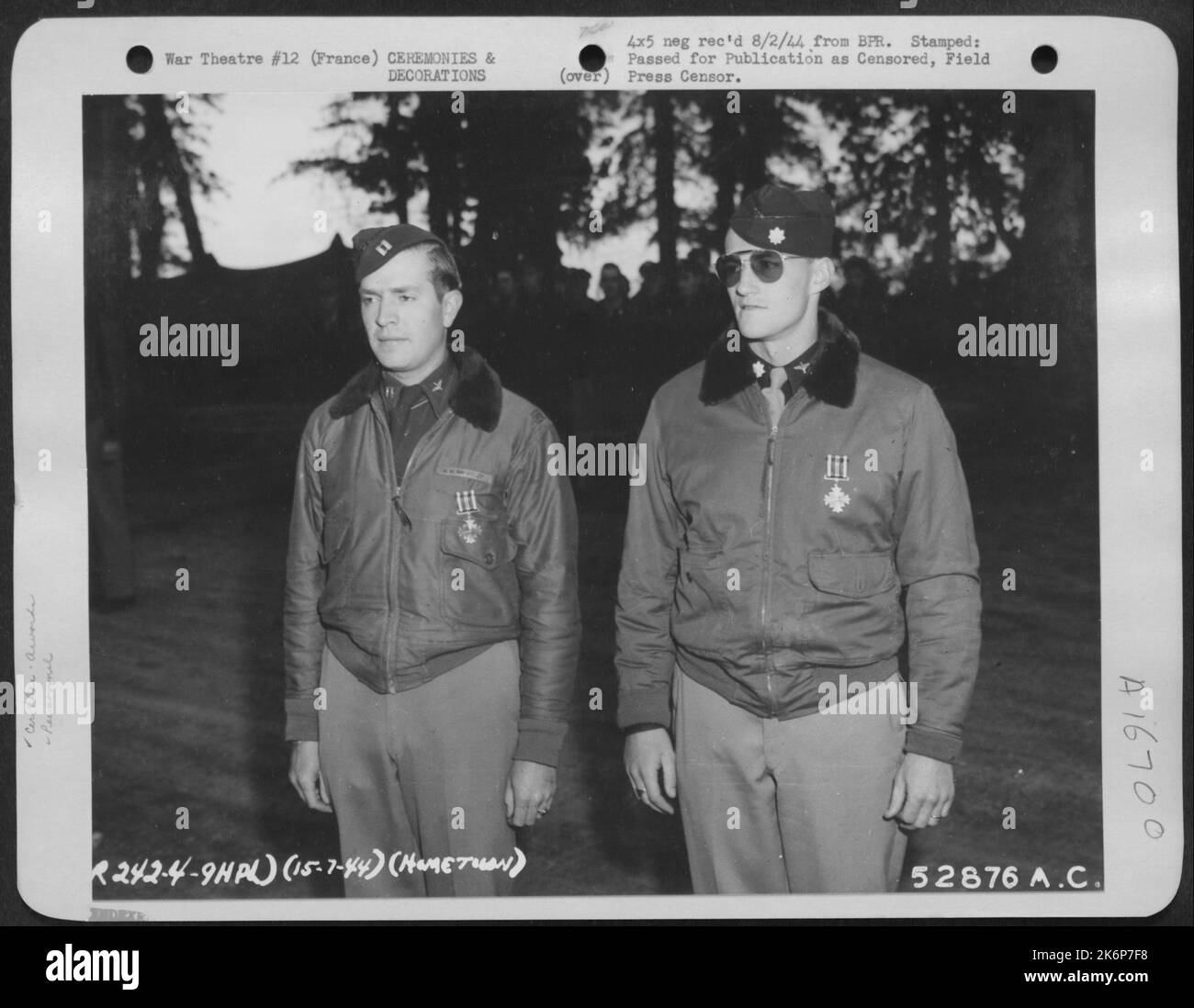 Capt. Rush M. Shortly (left) of Des Moines, Iowa, and Lt. Col. Donald E ...