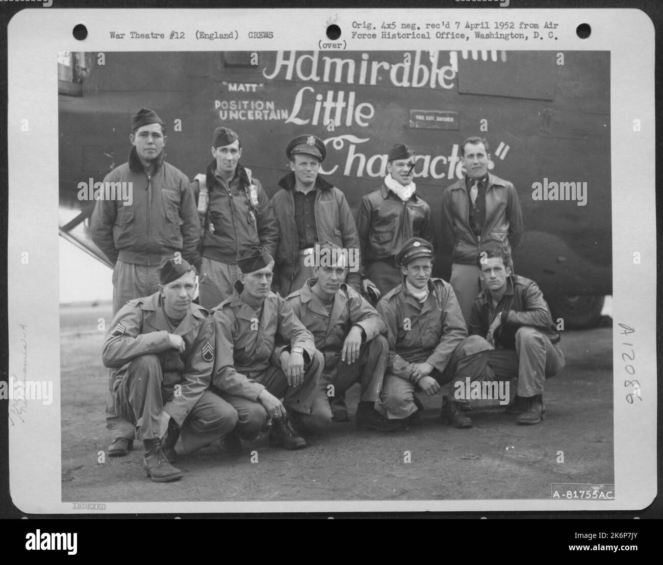 Crew Members Pose Beside A Consolidated B-24, 'Admirable Little ...
