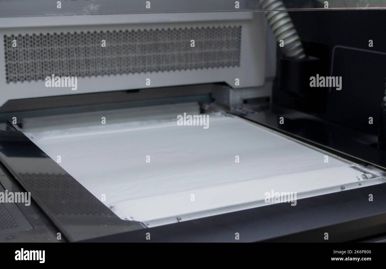 White polyamide powder for printing powder 3d printer close-up. Powder ...