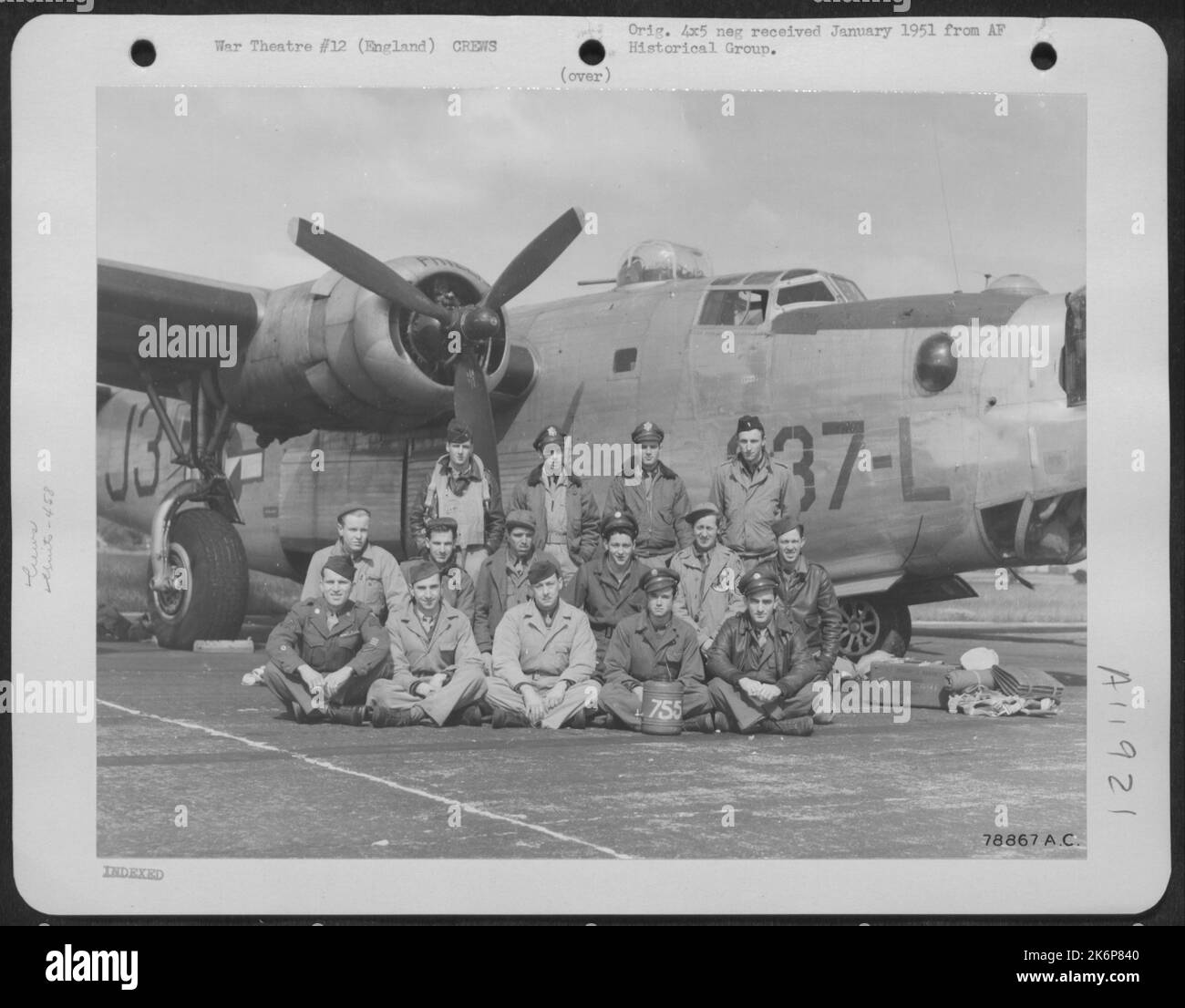Crew Members Of The 458Th Bomb Group Pose Beside A Consolidated B-24 At ...