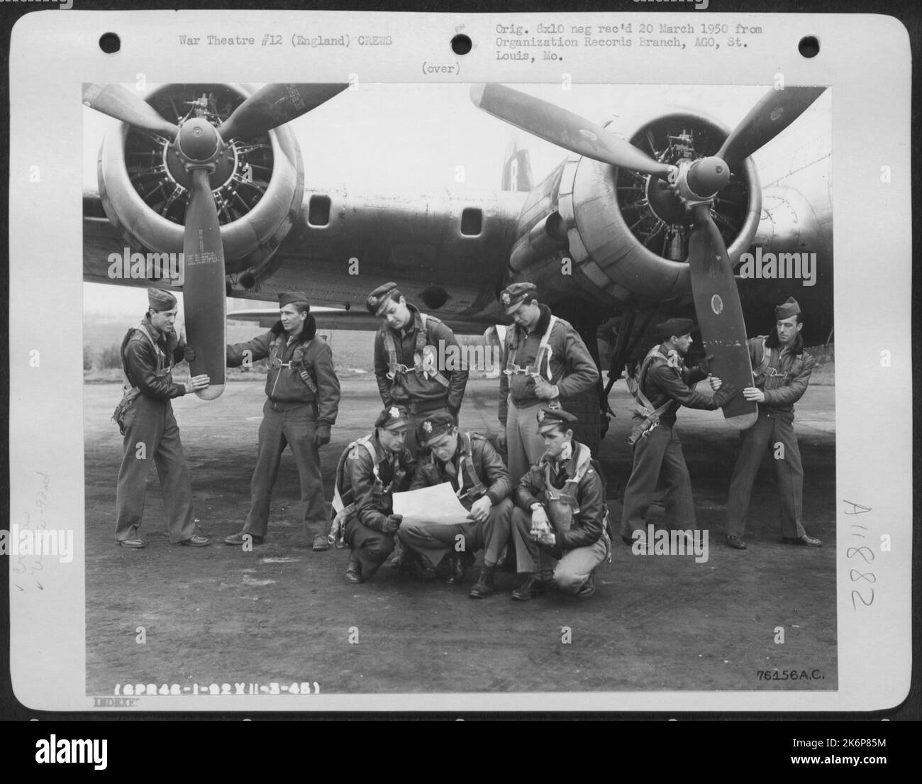 Crew Of The 92Nd Bomb Group Pose Beside Their Boeing B-17 At An Air ...