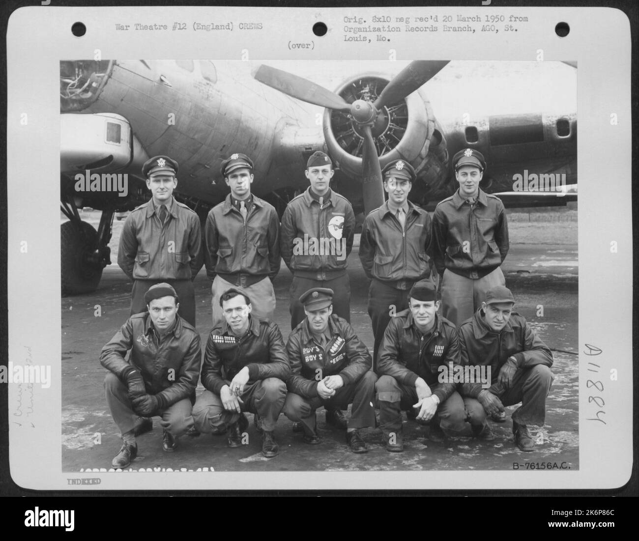 Crew Of The 92Nd Bomb Group Pose Beside Their Boeing B-17 At An Air ...