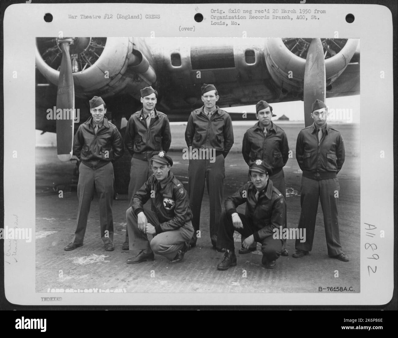 Crew Of The 92Nd Bomb Group Pose Beside Their Boeing B-17 At An Air ...