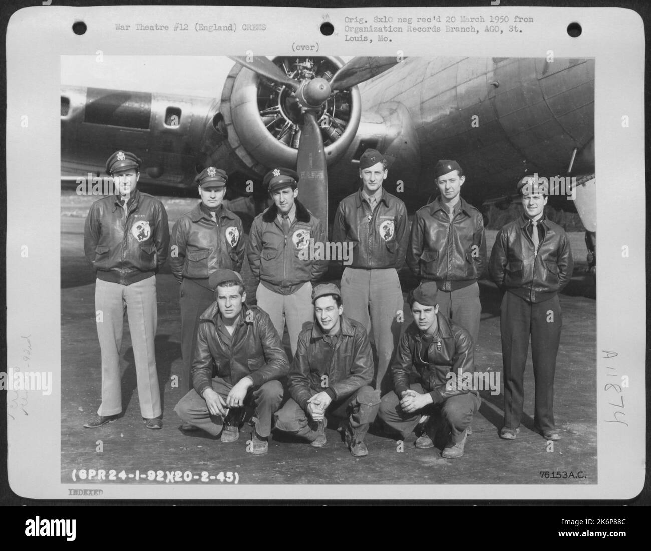 Crew Of The 92Nd Bomb Group Pose Beside Their Boeing B-17 At An Air ...