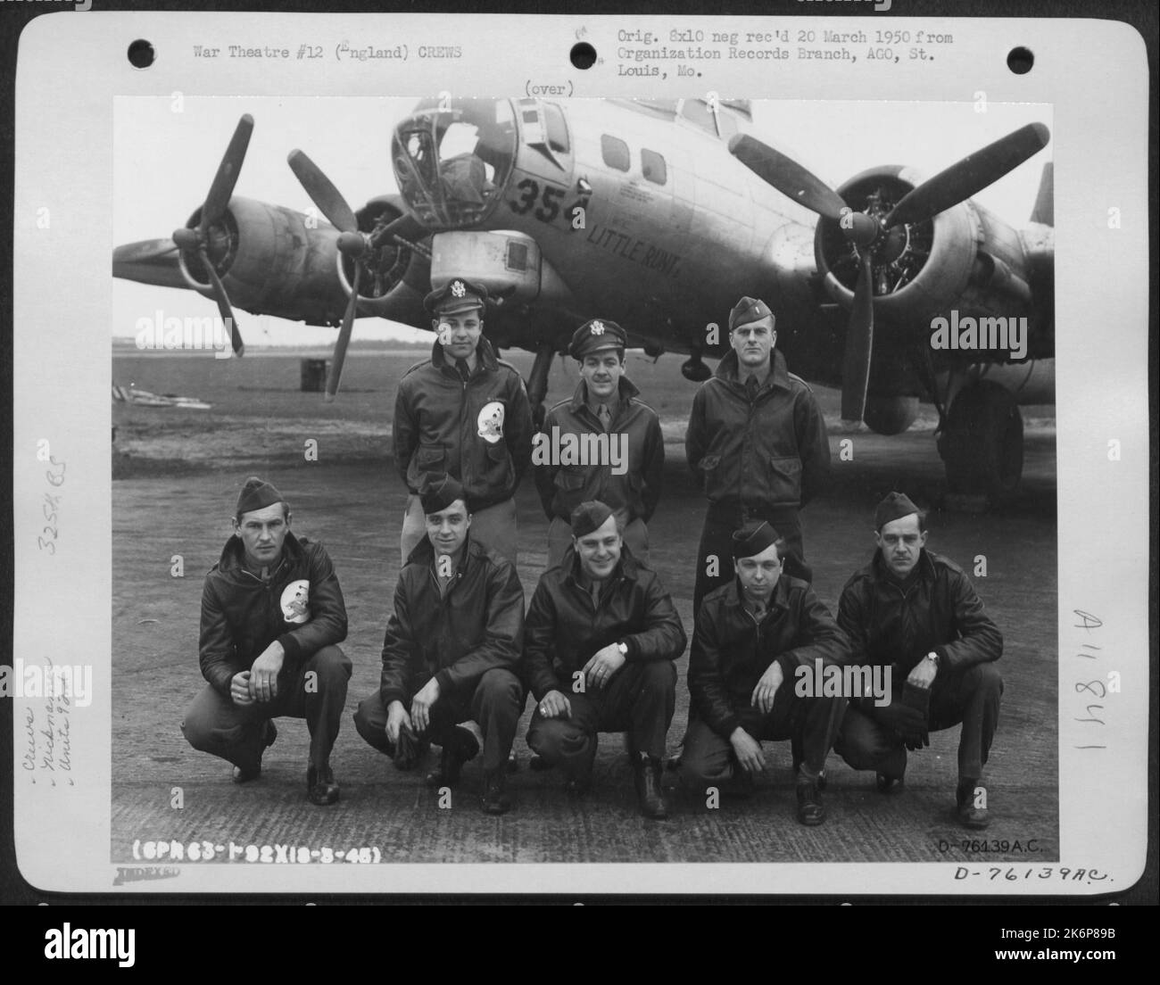 Crew Of The 92Nd Bomb Group Pose Beside Their Boeing B-17 "Little Runt ...